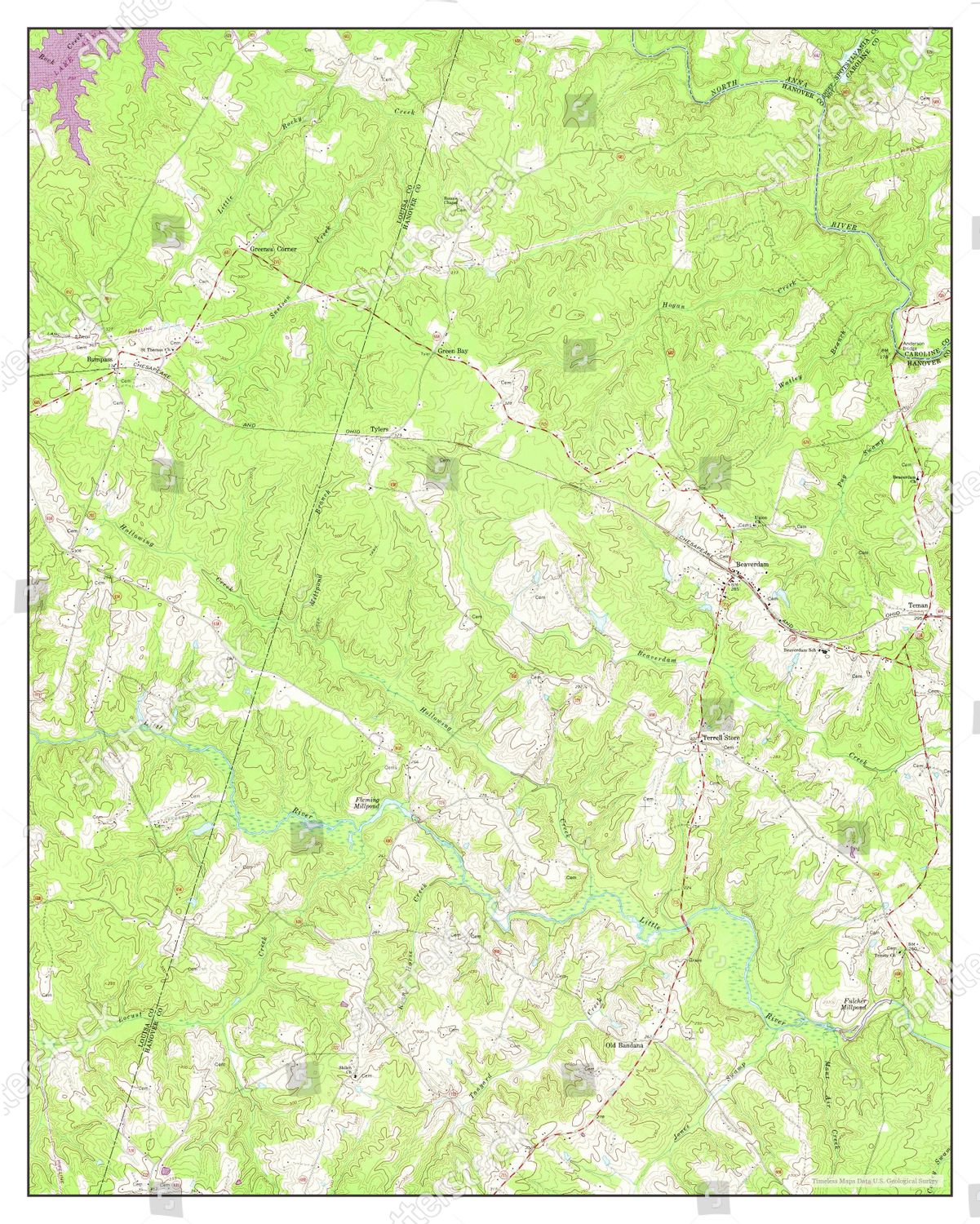 Usa Timeless Maps Beaverdam Virginia Map Editorial Stock Photo - Stock ...