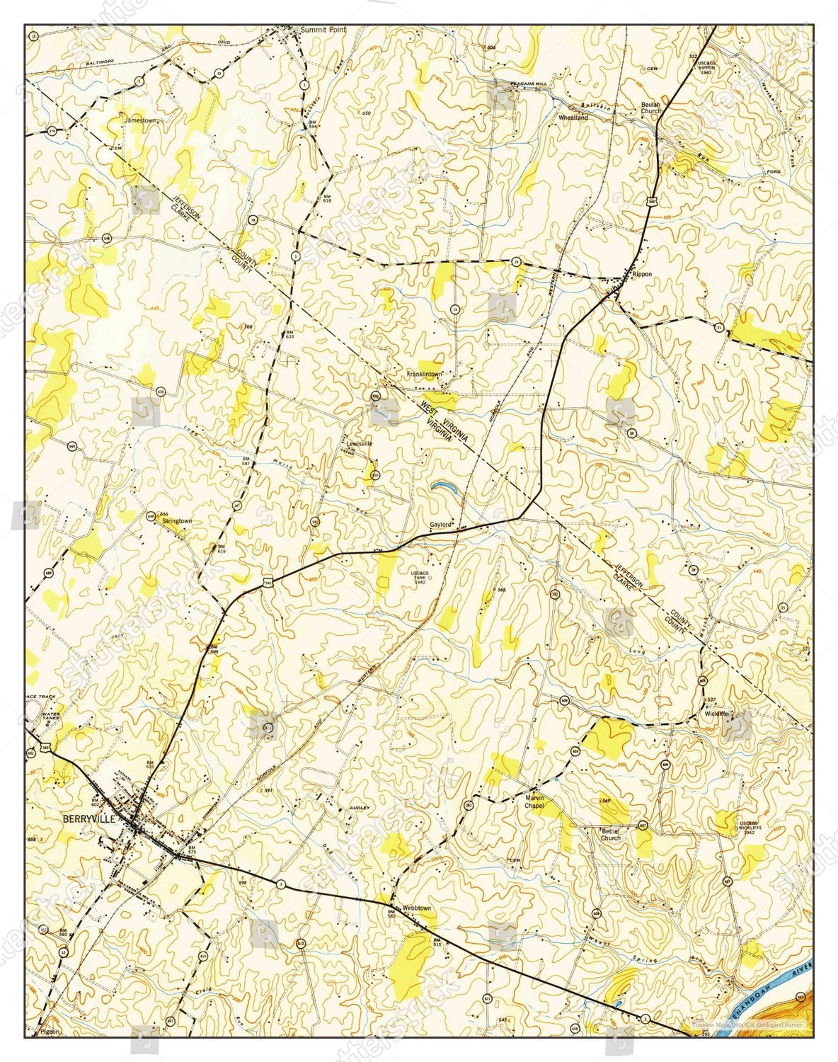 Usa Timeless Maps Berryville Virginia Map Editorial Stock Photo - Stock ...