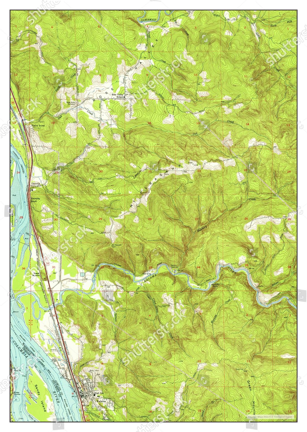 Usa Timeless Maps Kalama Washington Map Editorial Stock Photo - Stock ...