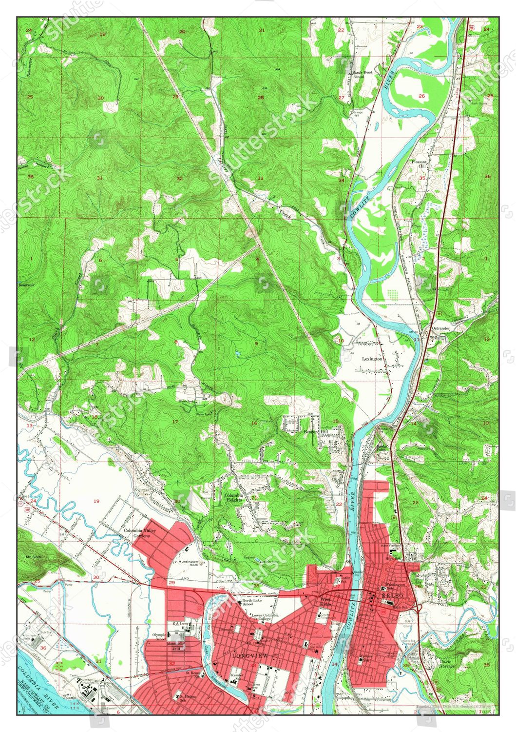 Usa Timeless Maps Kelso Washington Map Editorial Stock Photo - Stock ...