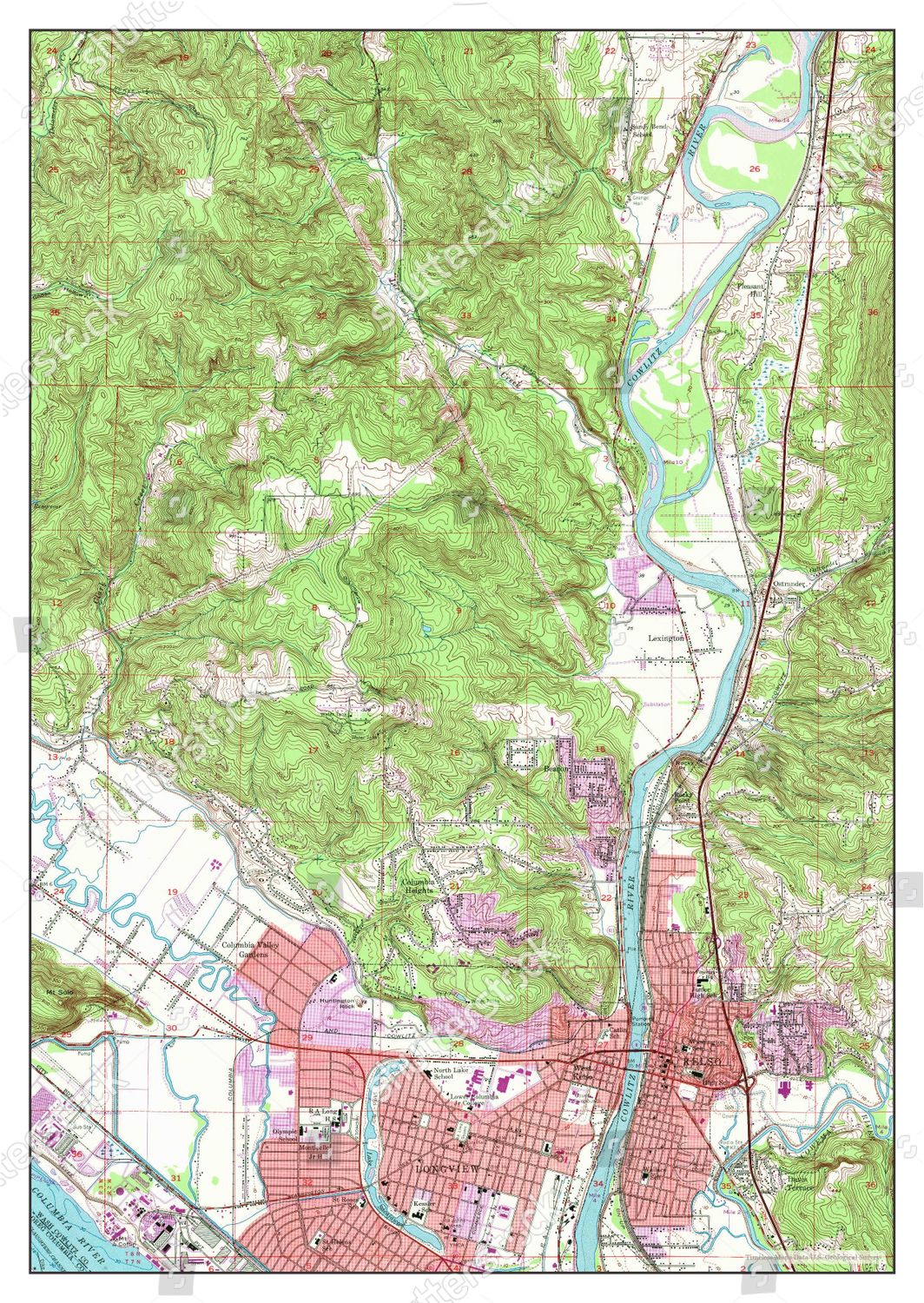 Usa Timeless Maps Kelso Washington Map Editorial Stock Photo - Stock ...