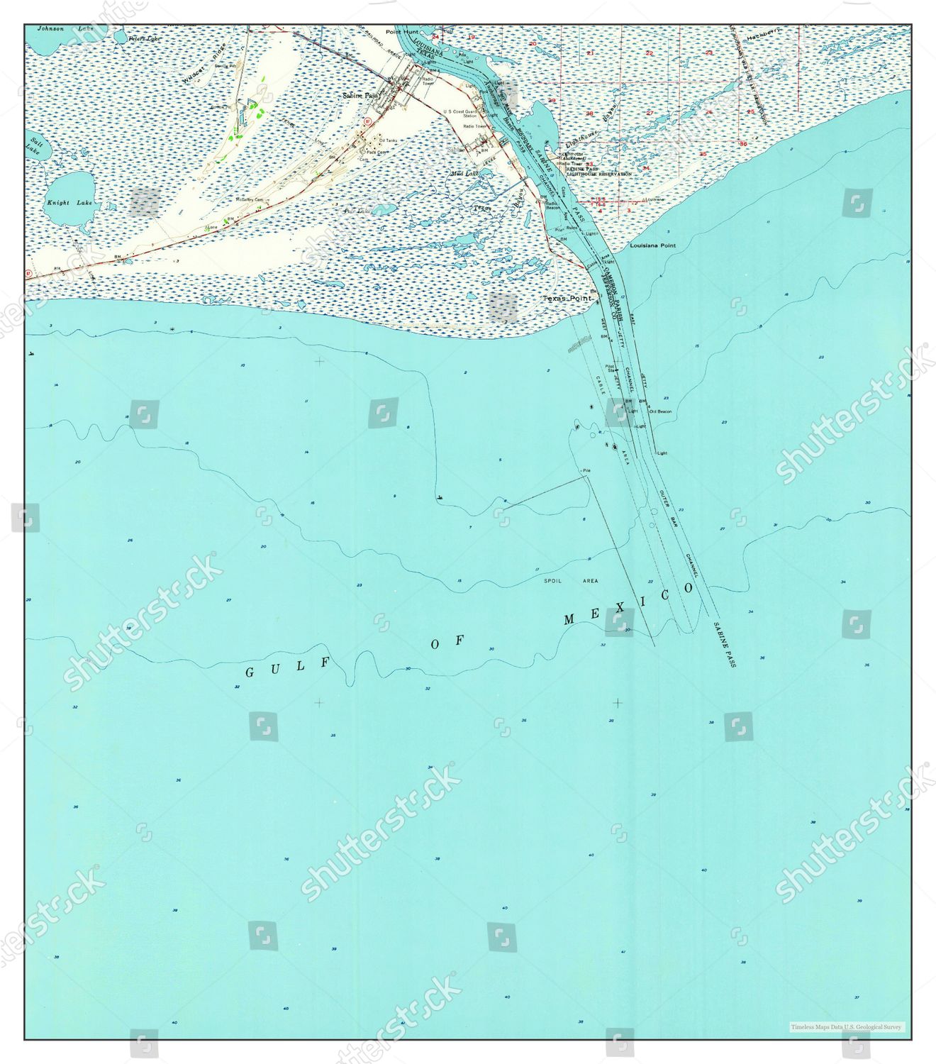Usa Timeless Maps Sabine Pass Texas Editorial Stock Photo - Stock Image ...