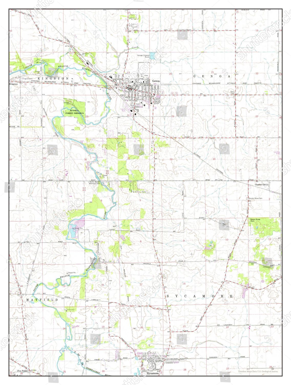 Usa Timeless Maps Genoa Illinois Map Editorial Stock Photo - Stock ...
