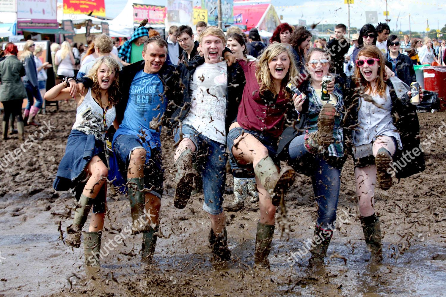 Muddy Festival Goers Reading Music Festival Editorial Stock Photo ...