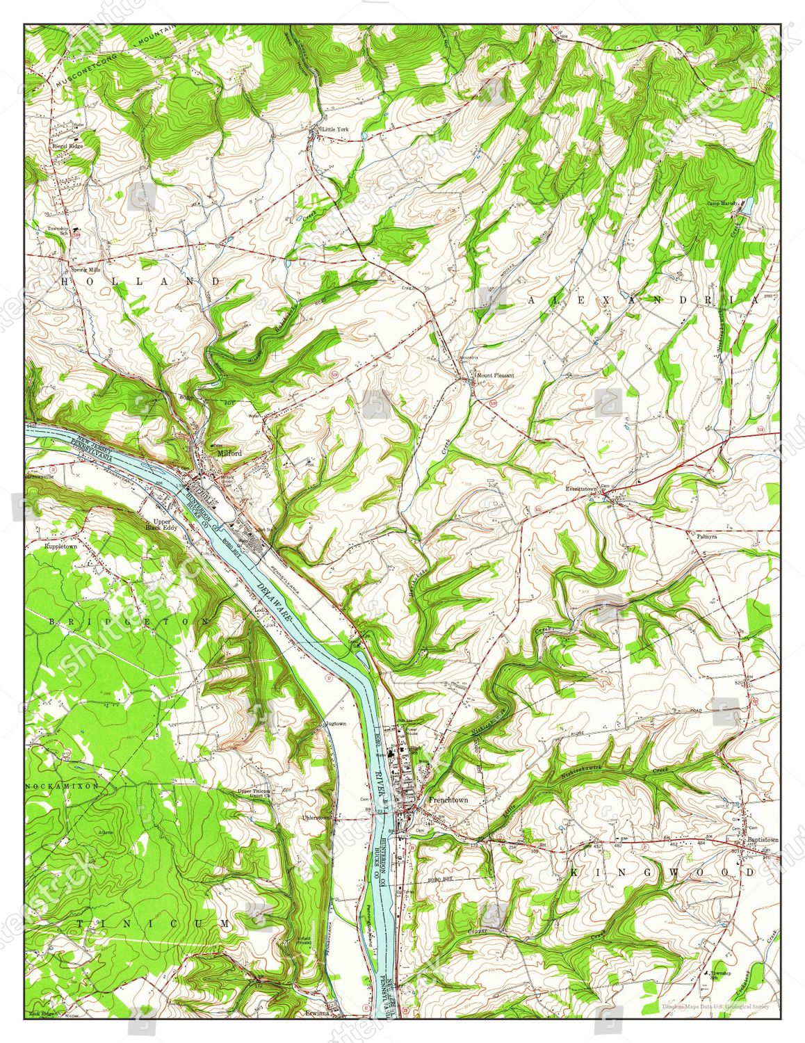 Usa Timeless Maps Frenchtown New Jersey Editorial Stock Photo - Stock ...