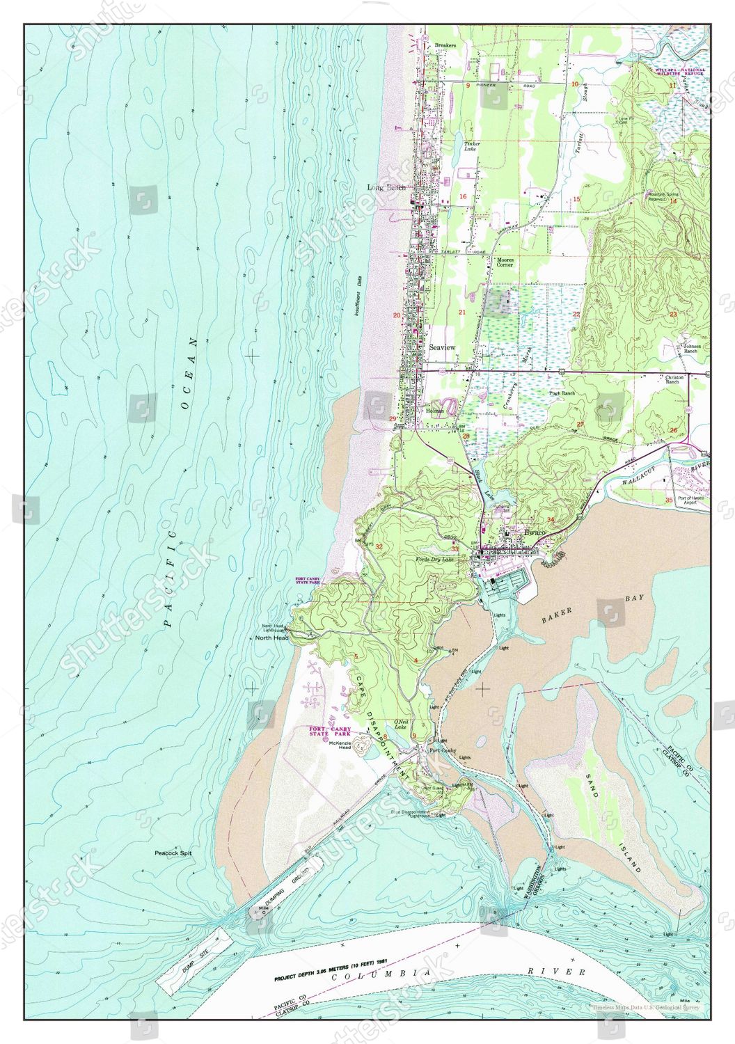 Usa Timeless Maps Cape Disappointment Washington Editorial Stock Photo ...