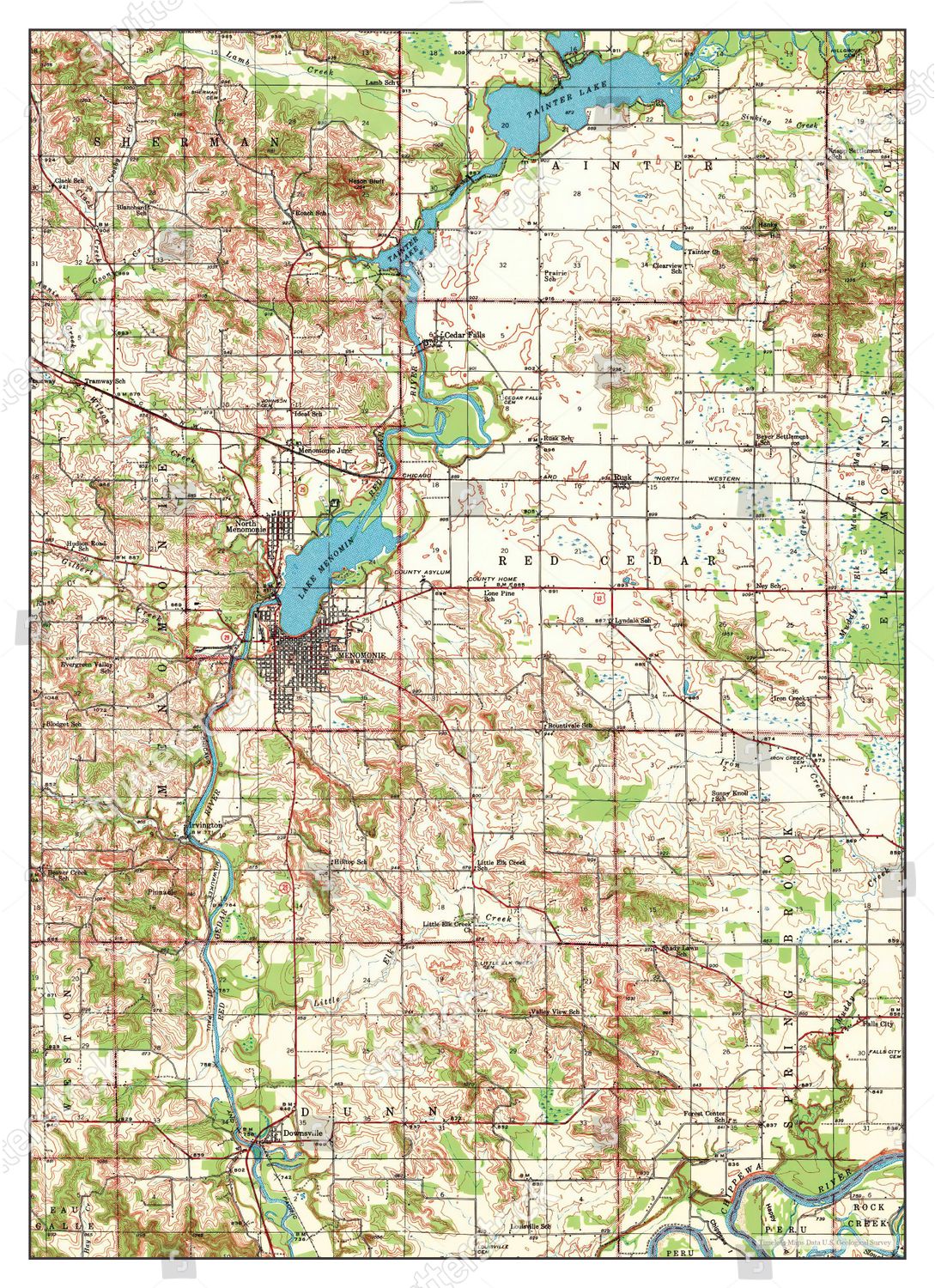 Usa Timeless Maps Menomonie Wisconsin Map Editorial Stock Photo - Stock ...