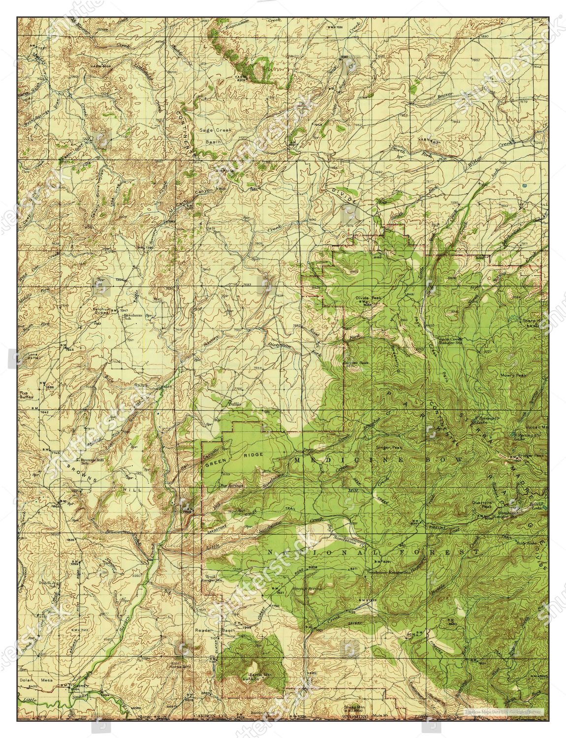 Usa Timeless Maps Savery Wyoming Map Editorial Stock Photo - Stock ...