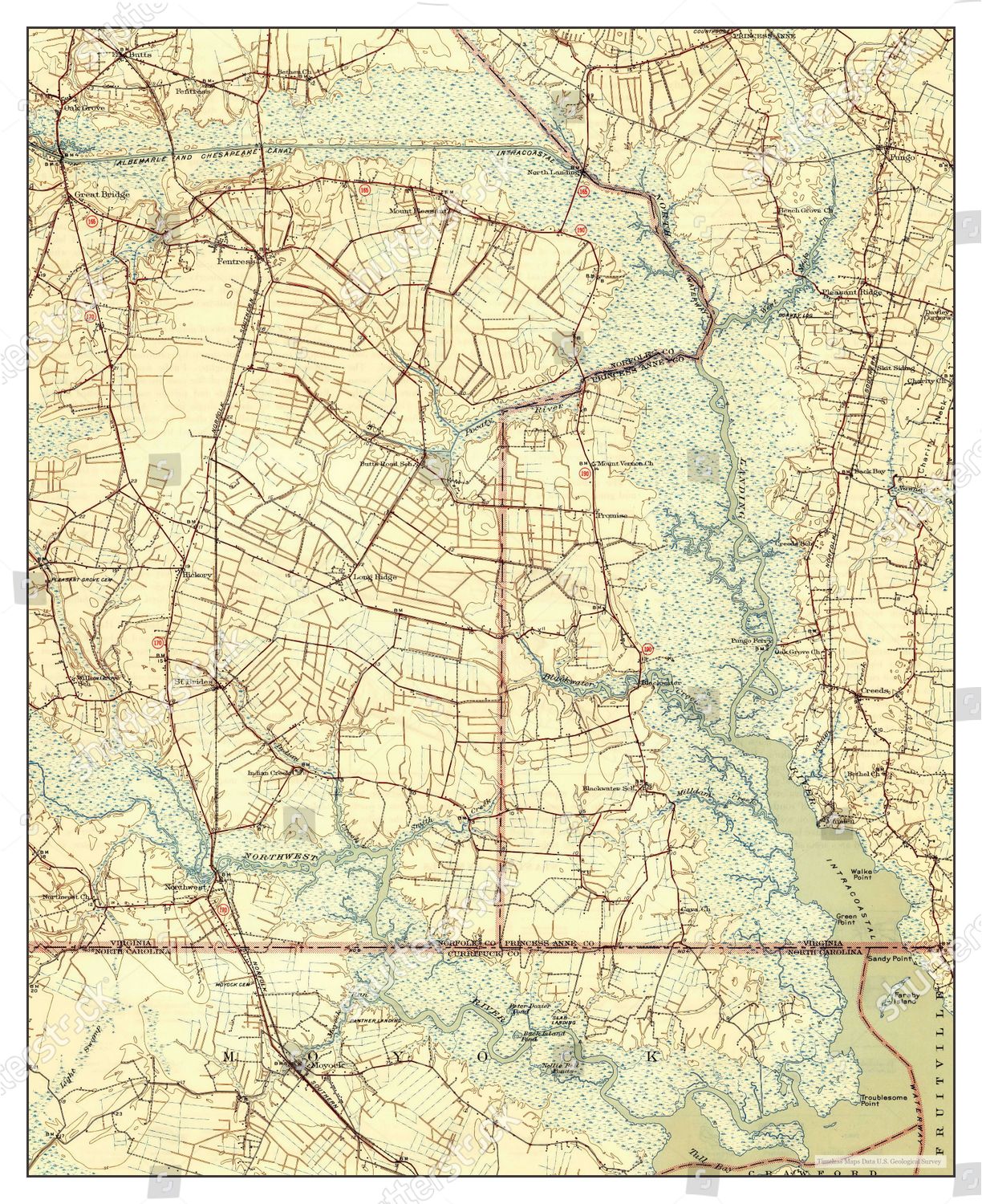 Usa Timeless Maps Moyock Virginia Map Editorial Stock Photo - Stock ...