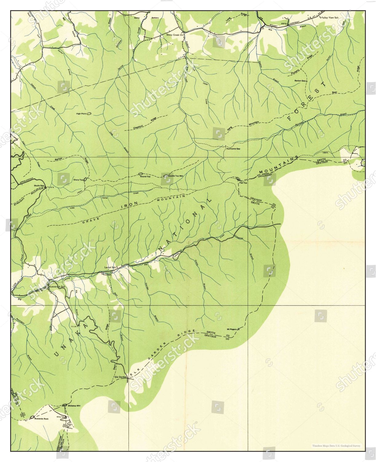 Usa Timeless Maps Whitetop Mountain Virginia Editorial Stock Photo ...