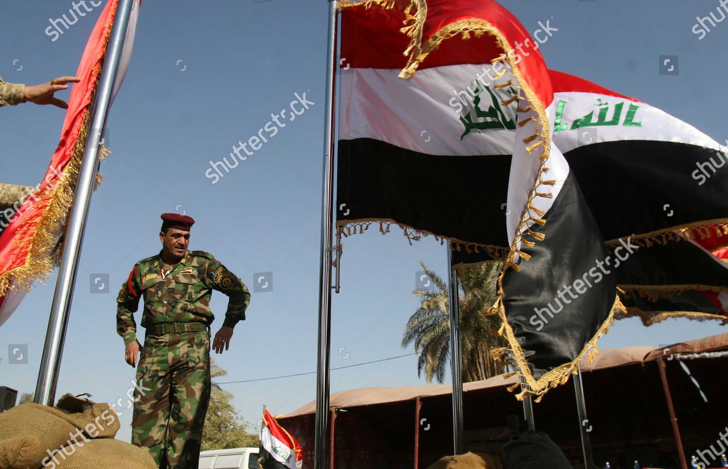 Iraqi Soldier Stands Iraqi National Flags Editorial Stock Photo - Stock ...