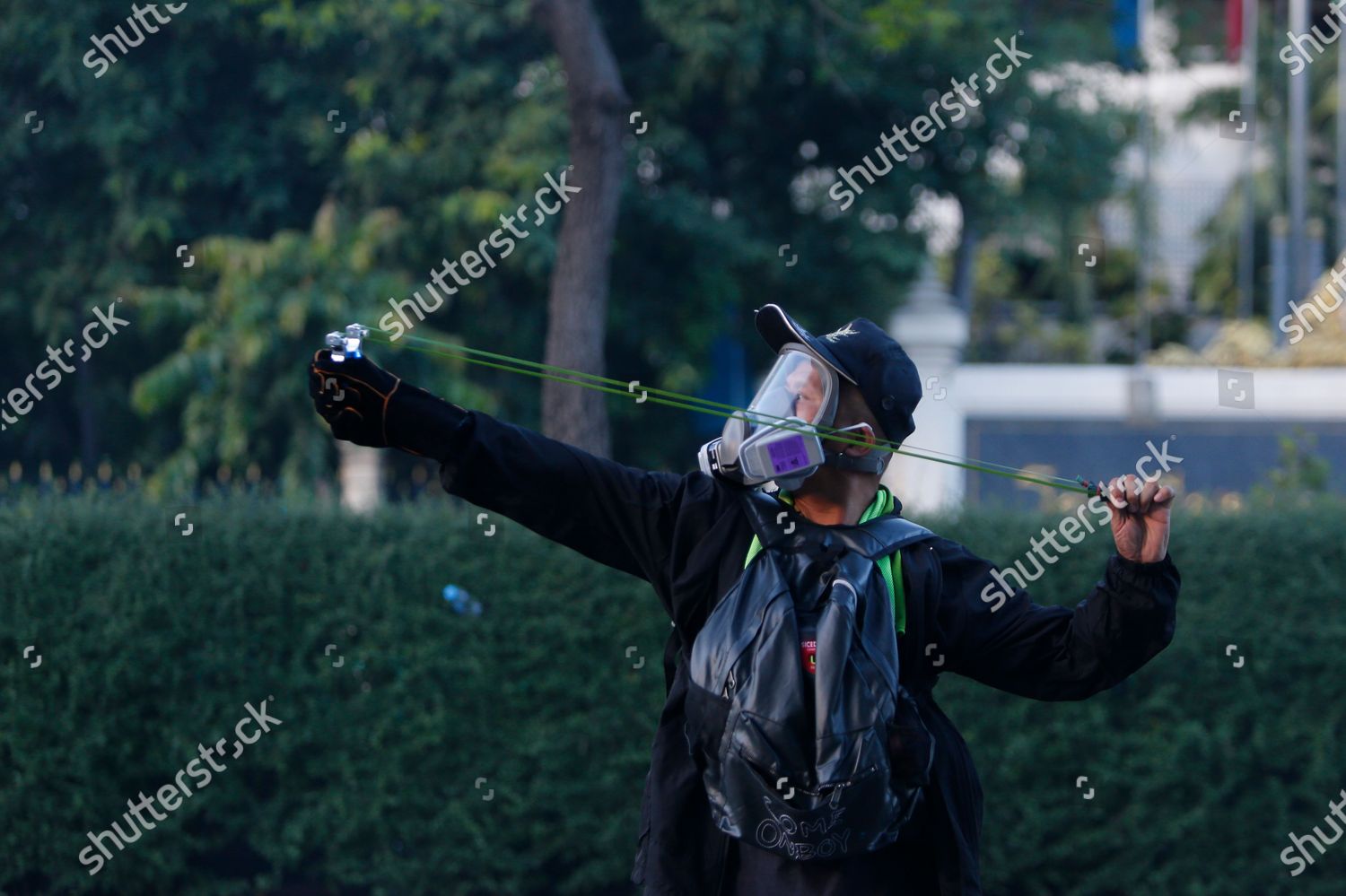 Protester Uses Slingshot Throw Stones Riot Editorial Stock Photo ...