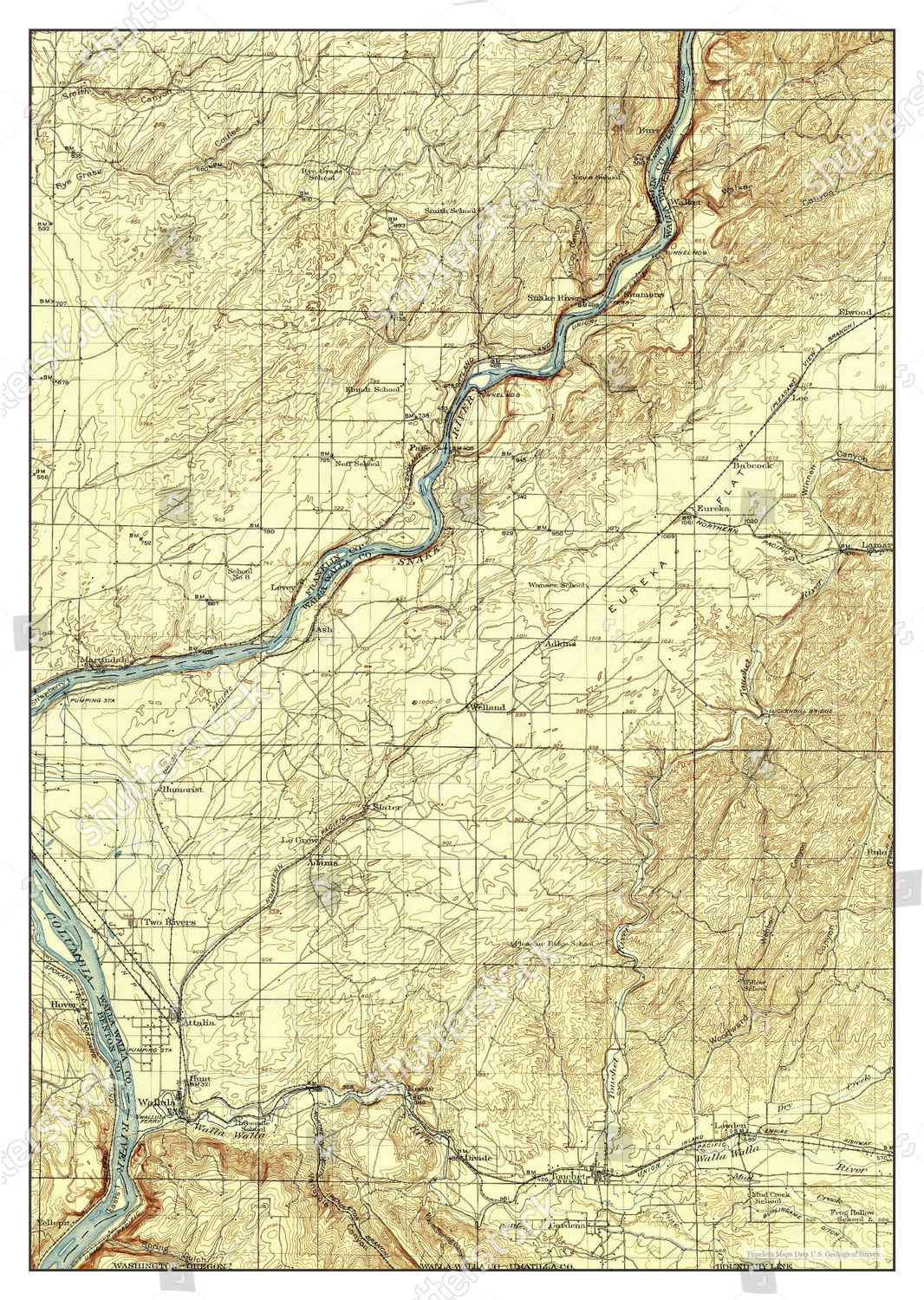 Usa Timeless Maps Wallula Washington Map Editorial Stock Photo - Stock ...