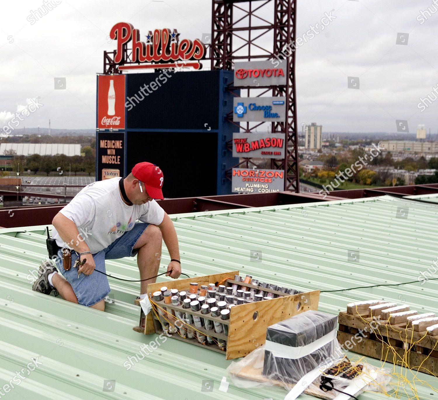Philadelphia Phillies Scoreboard Behind Him John Editorial Stock Photo ...