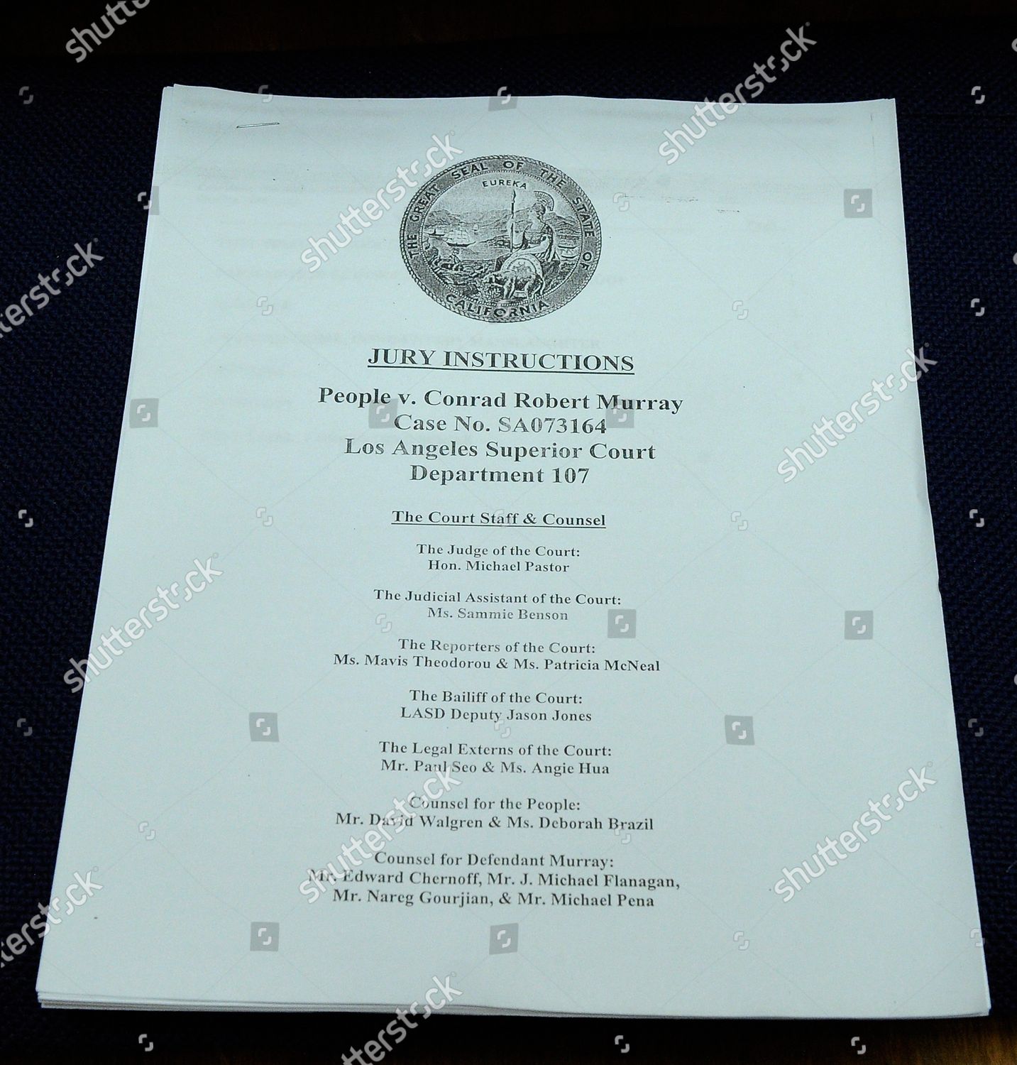 Detailed View Cover Jury Instructions Pamphlet Editorial Stock Photo ...