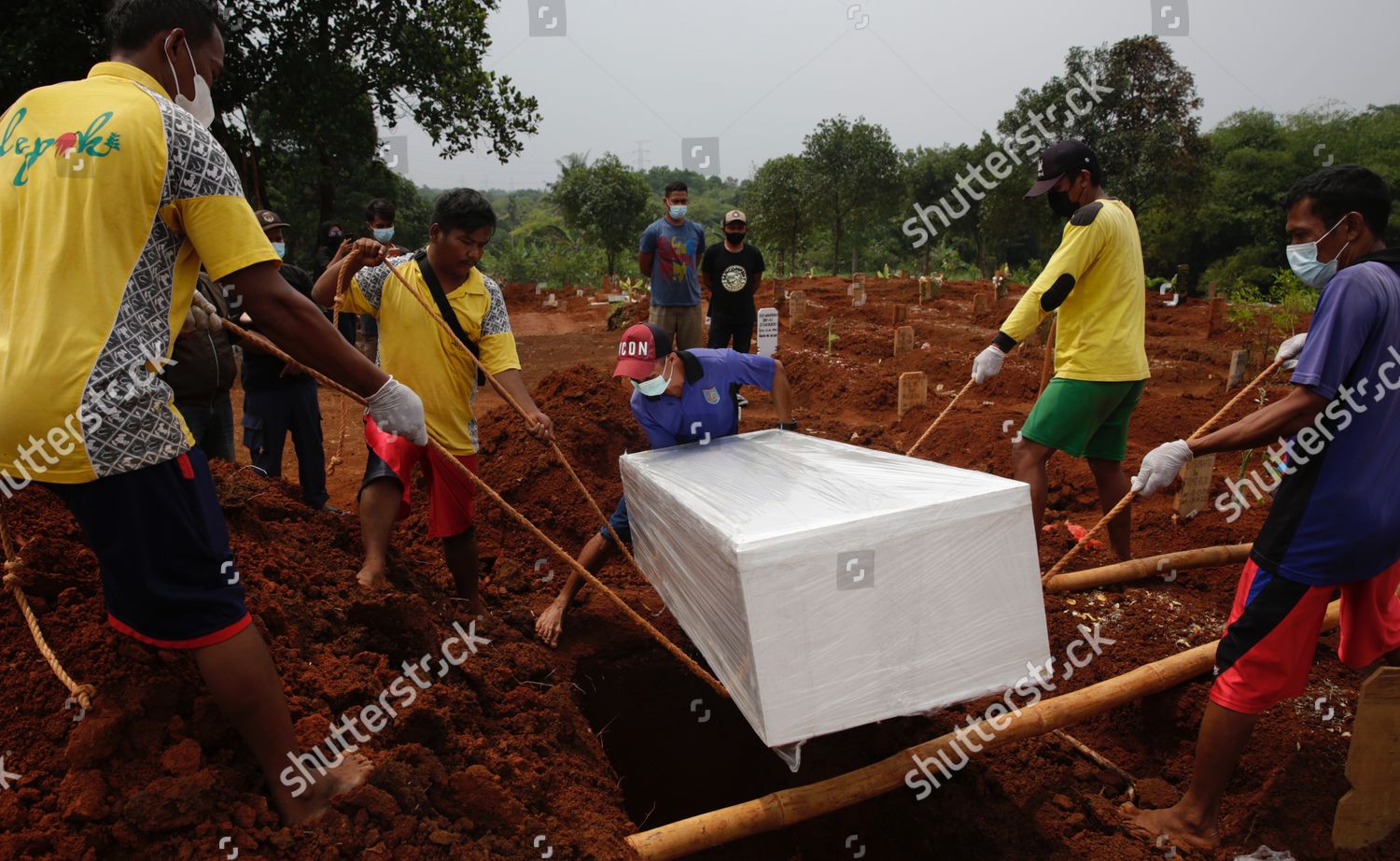 Cemetery Workers Carry Coffin Person Who Editorial Stock Photo - Stock ...