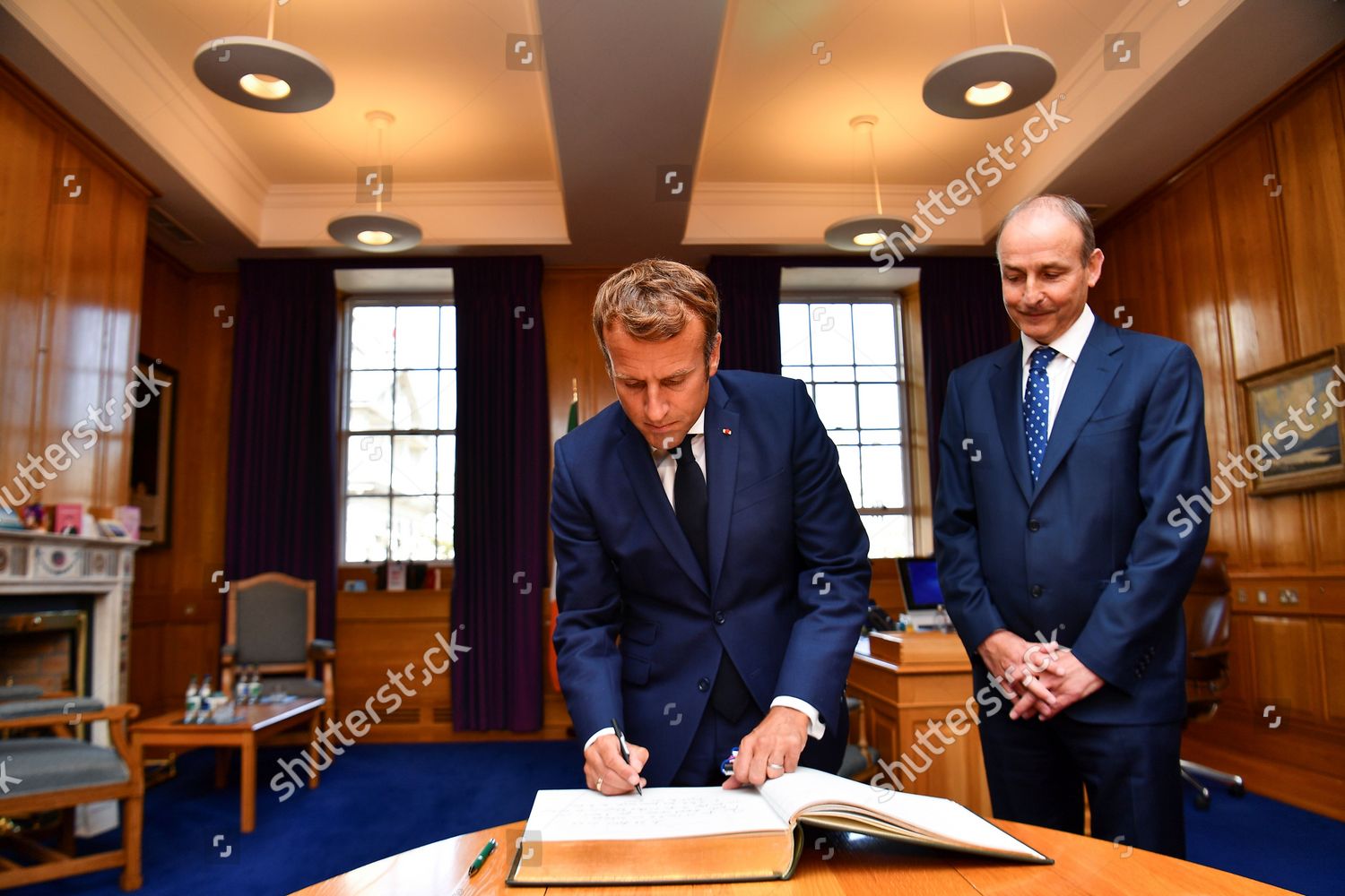 French President Emmanuel Macron L Signs Editorial Stock Photo - Stock ...
