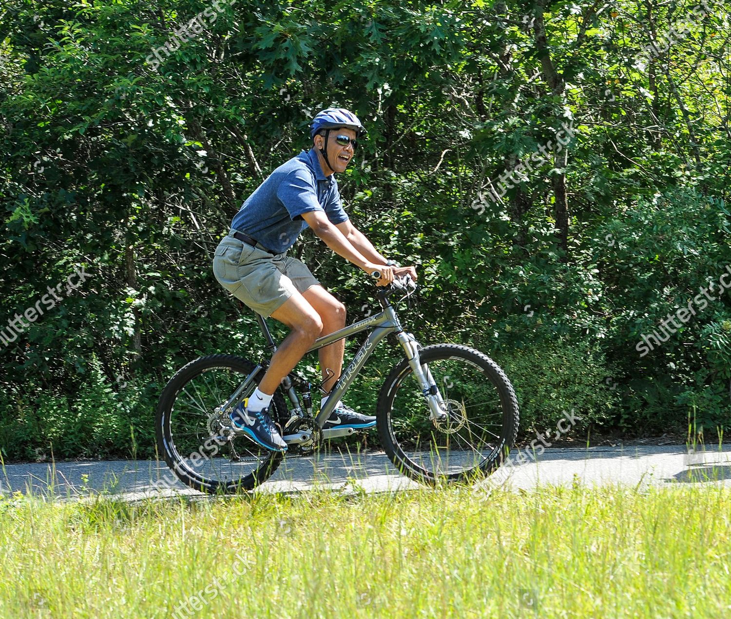 President Obama Rides Bike During Family Editorial Stock Photo - Stock ...