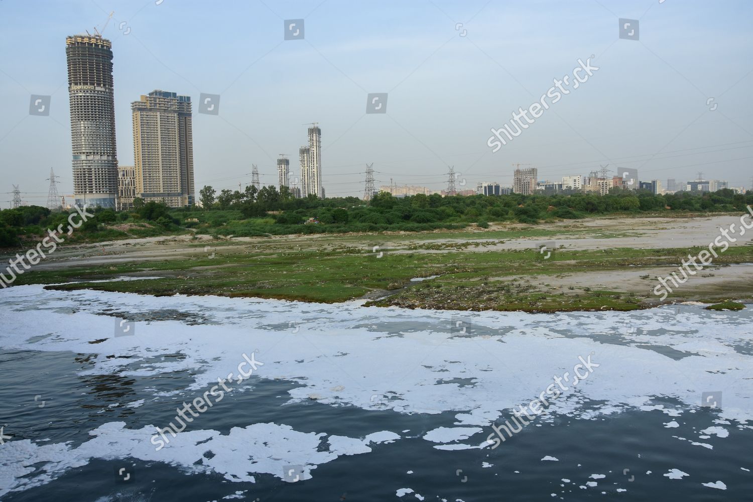 Heavily Polluted Waters Yamuna River Thick Editorial Stock Photo ...