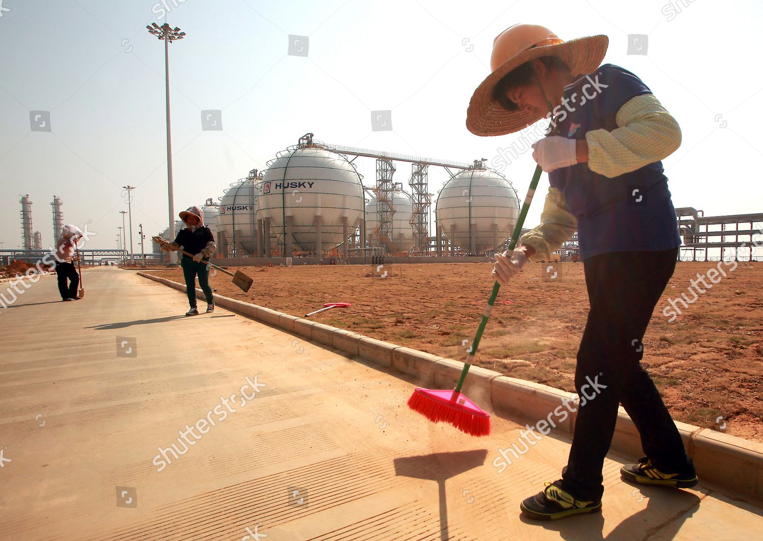 Chinese Women Sweep Road Next Deep Editorial Stock Photo - Stock Image ...
