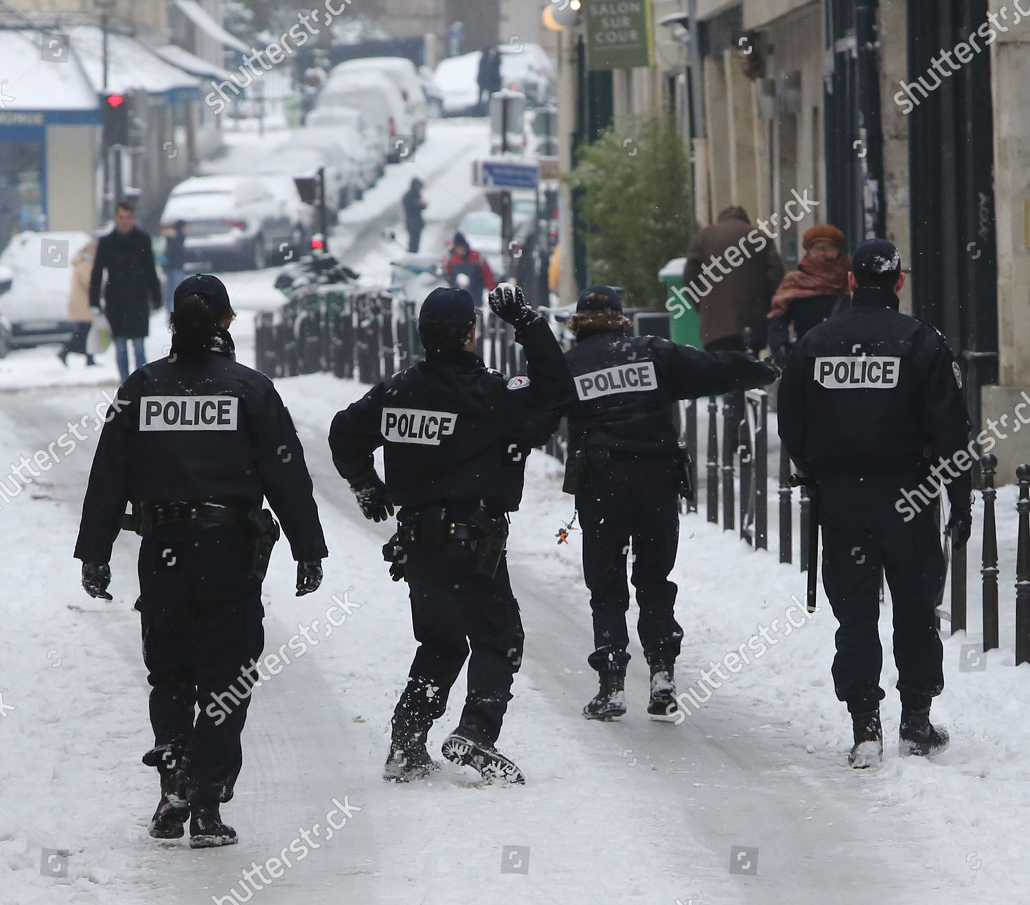 Police Officer Throws Snowball His Colleague Editorial Stock Photo ...