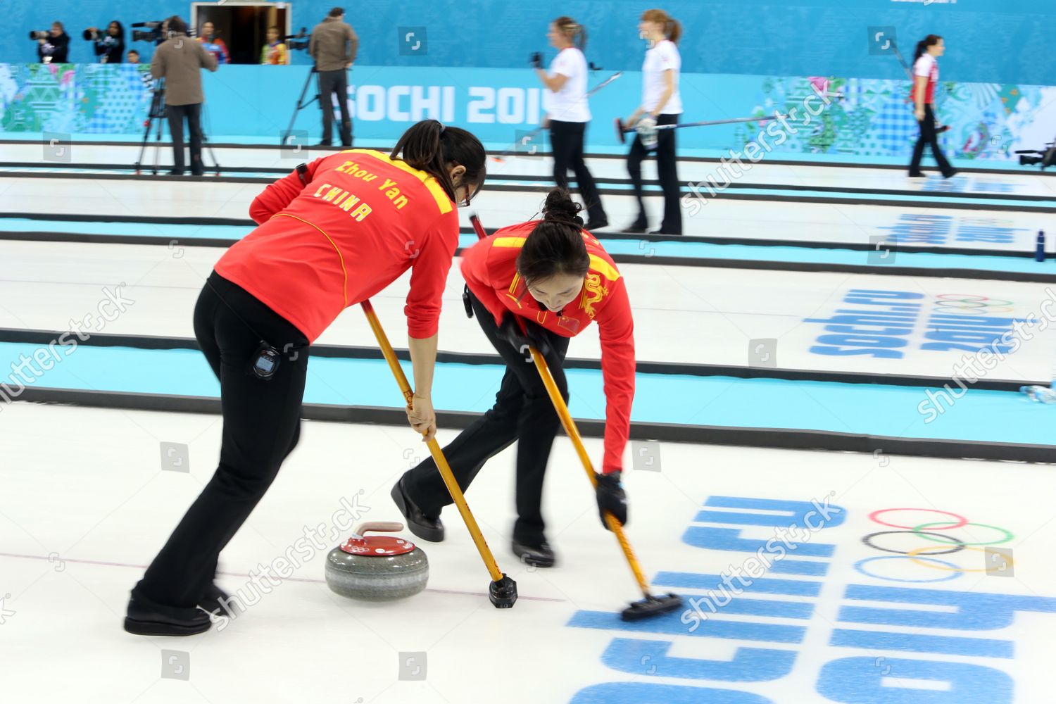 Members Chinese Team Sweep Ice During Editorial Stock Photo - Stock ...