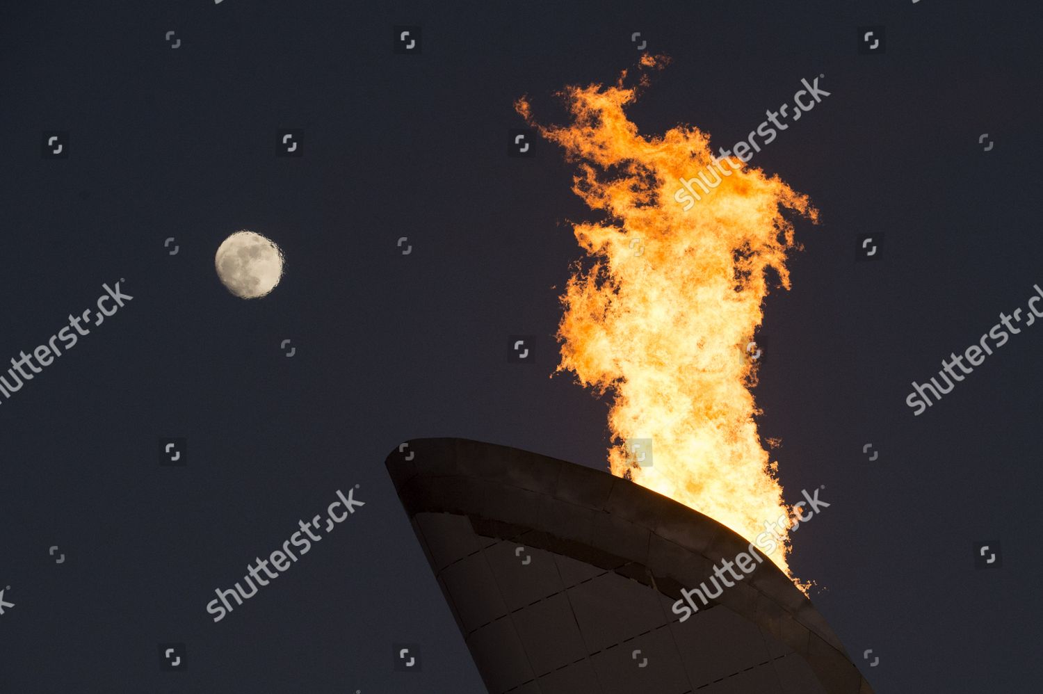 Nearly Full Moon Seen Behind Olympic Editorial Stock Photo - Stock ...