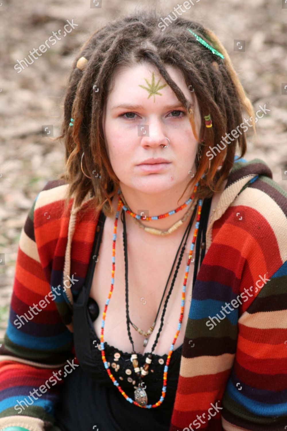 Young Woman Dreadlocks Marijuana Leaf Painted Editorial Stock Photo - Stock Image | Shutterstock