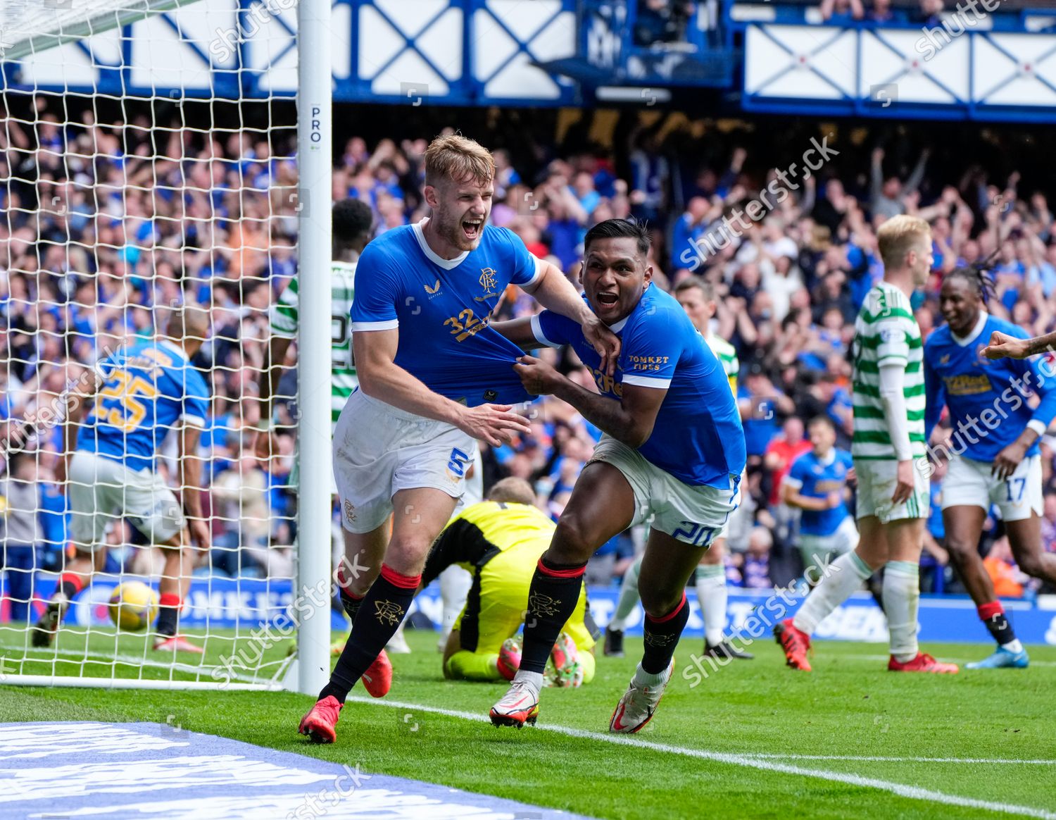 Filip Helander Rangers Celebrates Alfredo Morelos Editorial Stock Photo ...