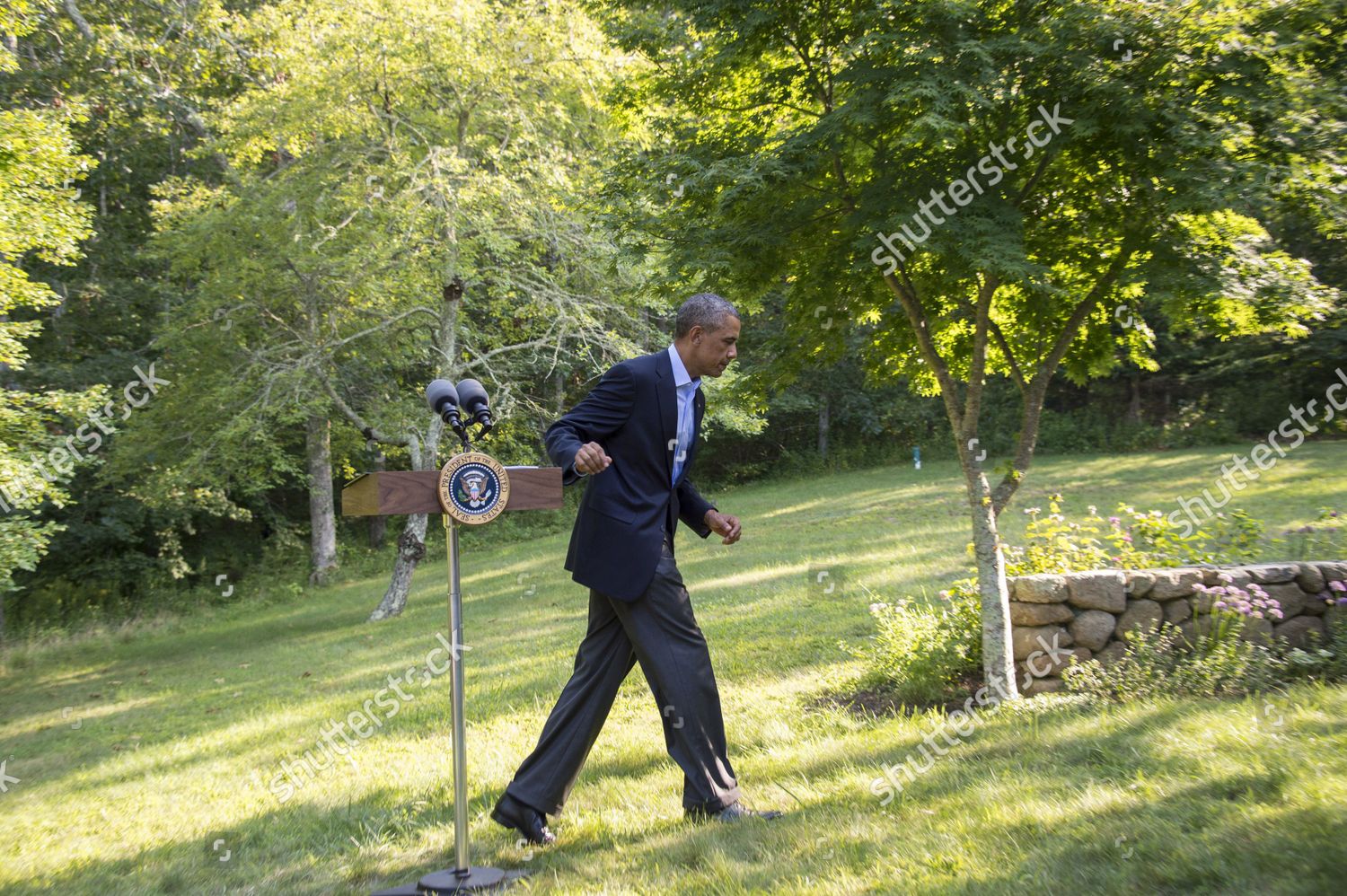 President Barack Obama Leaves Podium After Editorial Stock Photo ...