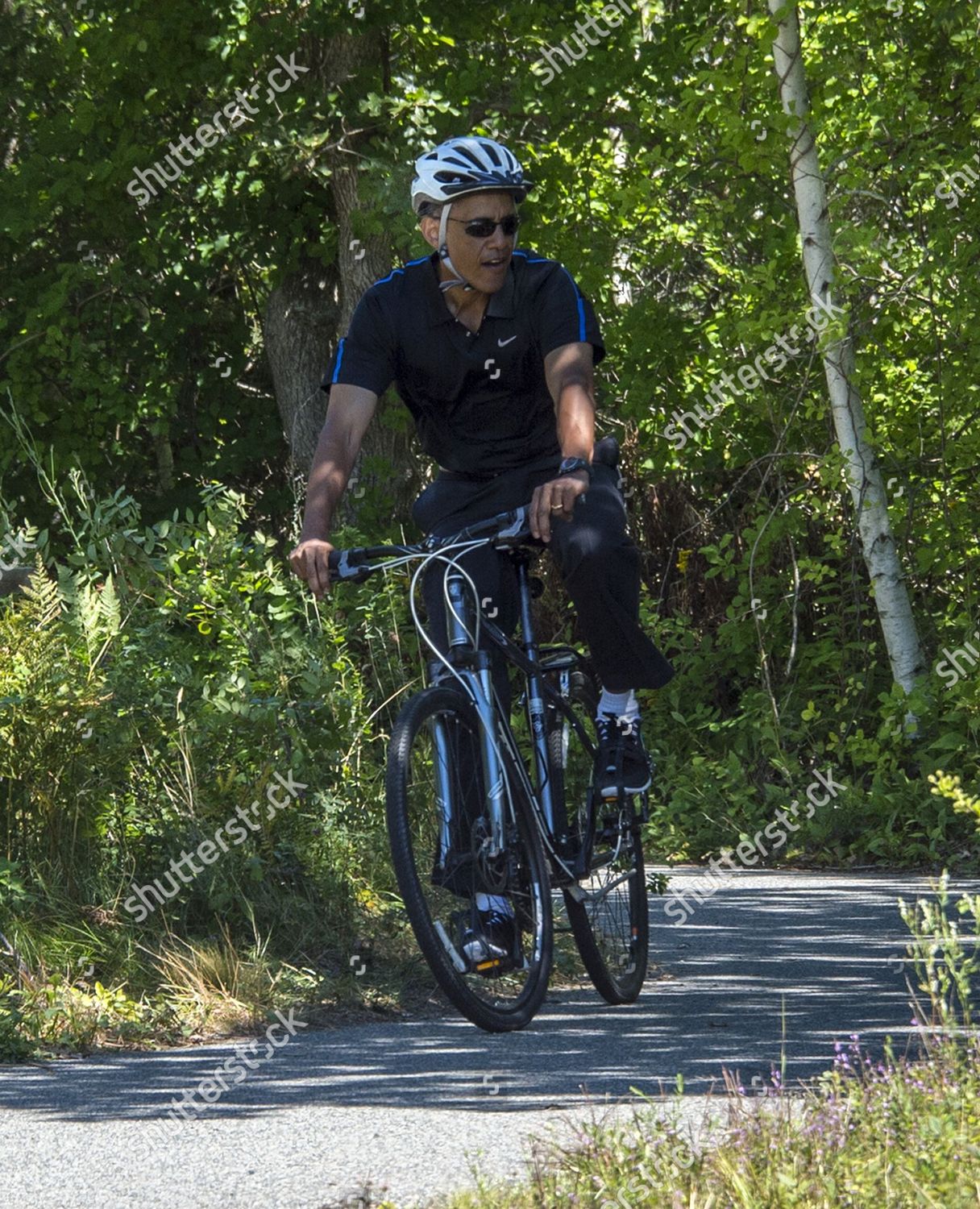 President Barack Obama Rides Bike His Editorial Stock Photo - Stock ...