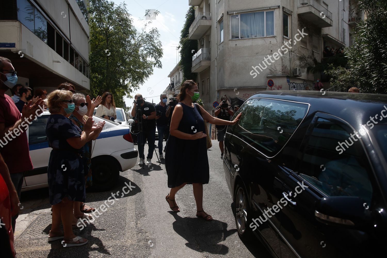 Woman Touches Hearse Transferring Coffin Greek Editorial Stock Photo ...