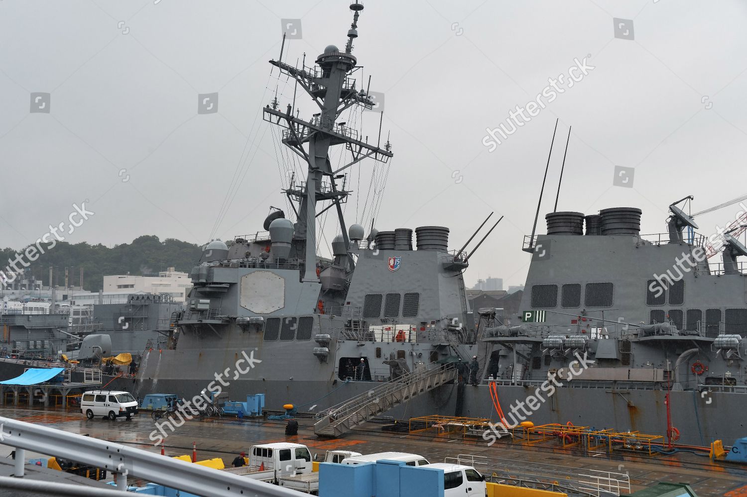 Sailors Work On Damaged Uss Fitzgerald Editorial Stock Photo - Stock ...