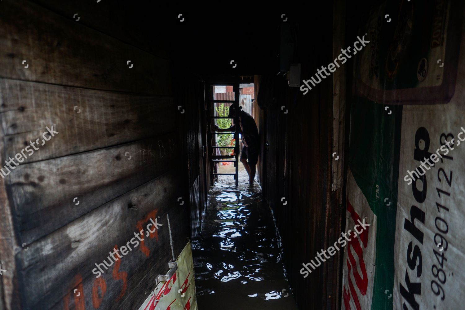 Man Tries Clean Flood Water House Editorial Stock Photo - Stock Image ...