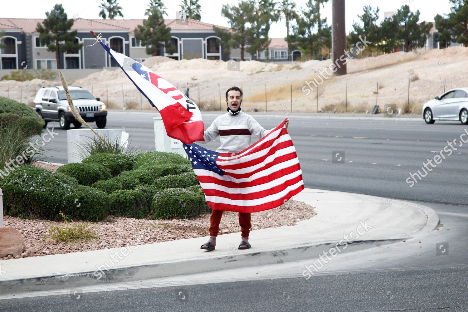 Lone Counter Protester Seen Across Street Editorial Stock Photo - Stock ...