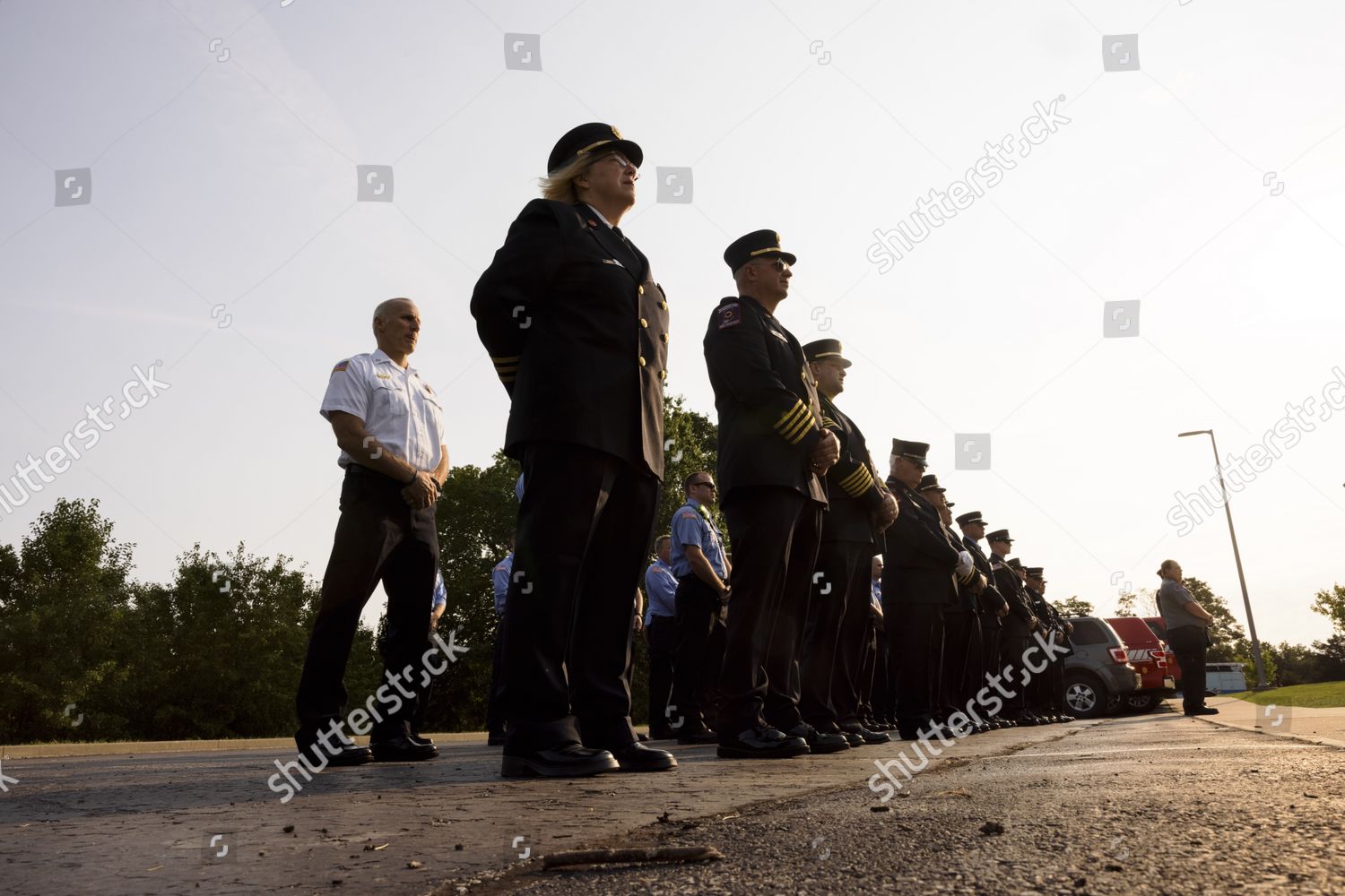 Firefighters Stand Formation While Listening Speeches Editorial Stock ...