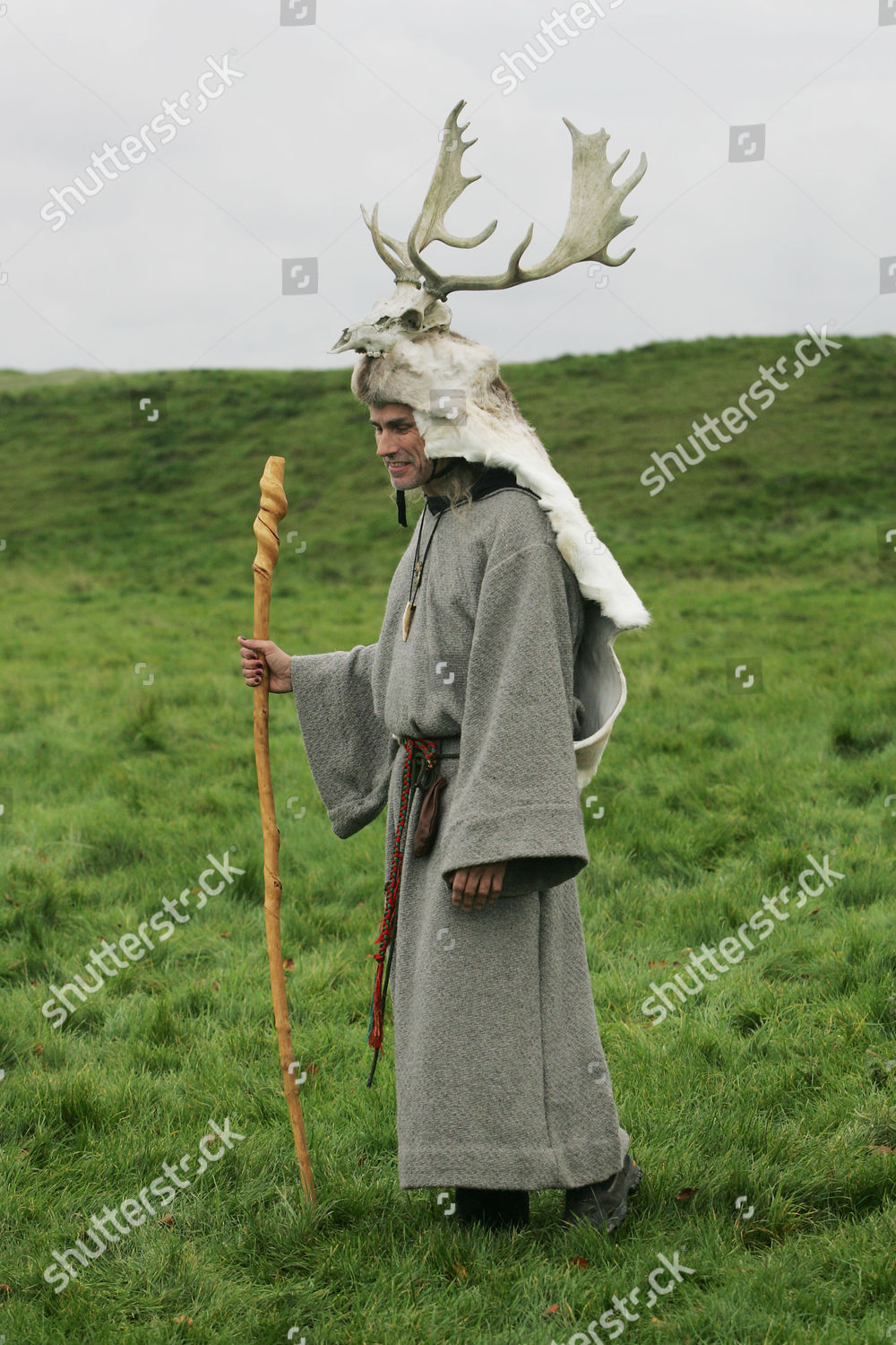 Druid Wearing Stag Costume Conducting Ritual Editorial Stock Photo ...