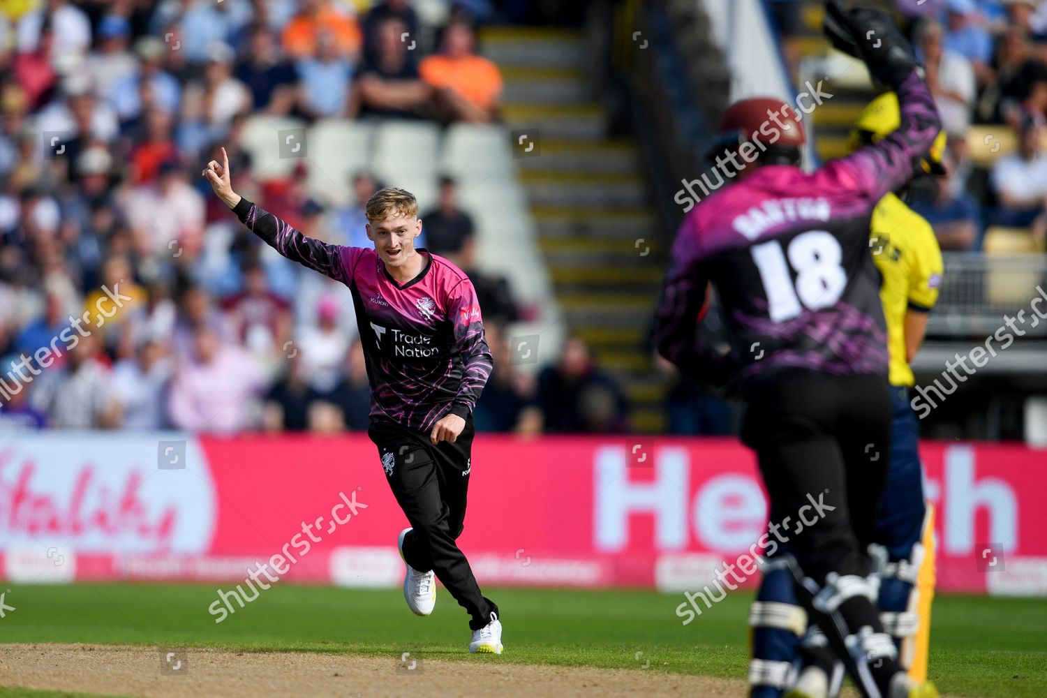 Lewis Goldsworthy Somerset Celebrates Wicket Lewis Editorial Stock ...