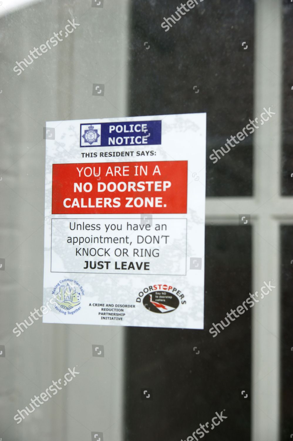 Front Door Warning Notice Unwanted Callers Editorial Stock Photo ...