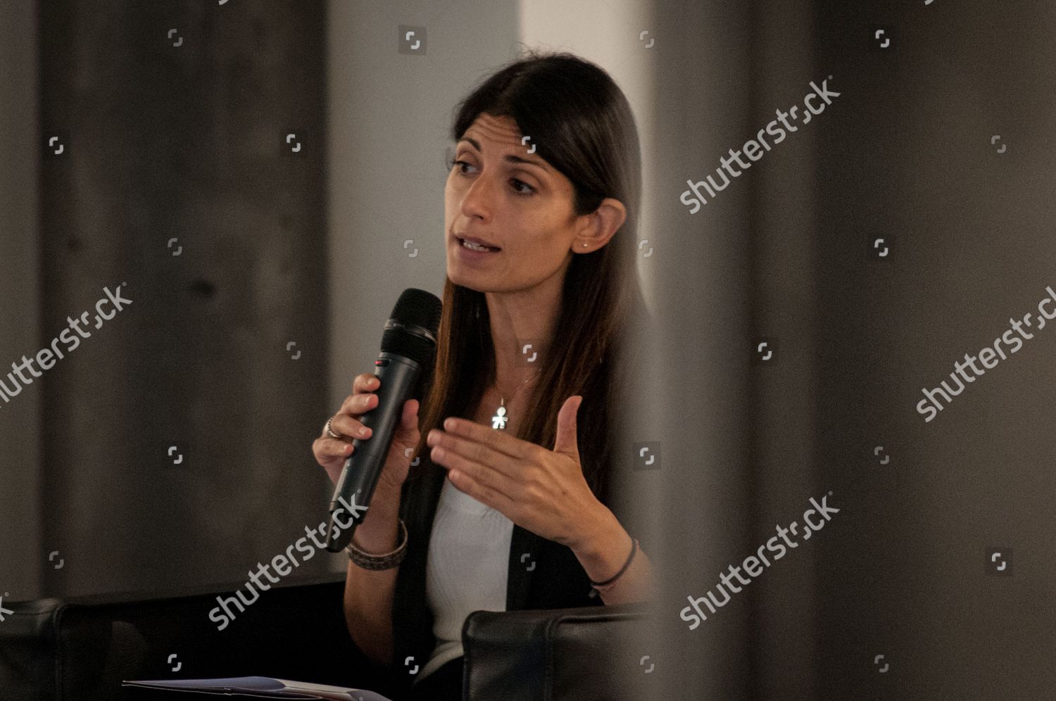 Virginia Raggi During Press Conference Presentation Editorial Stock ...
