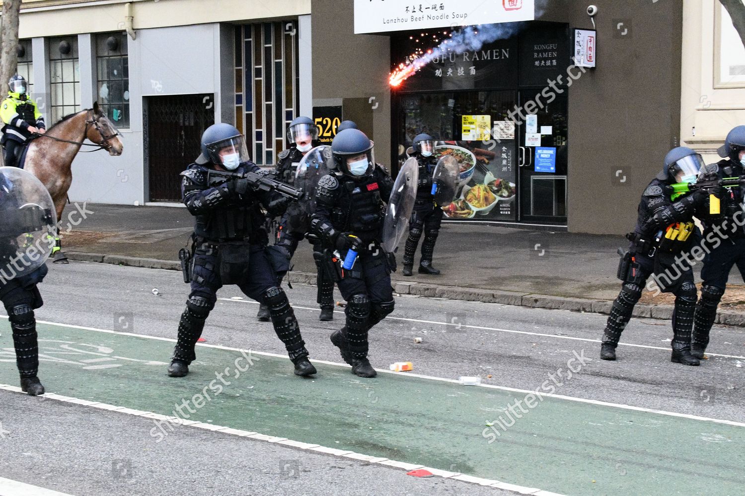Flare Flies Riot Police On Elizabeth Editorial Stock Photo - Stock ...