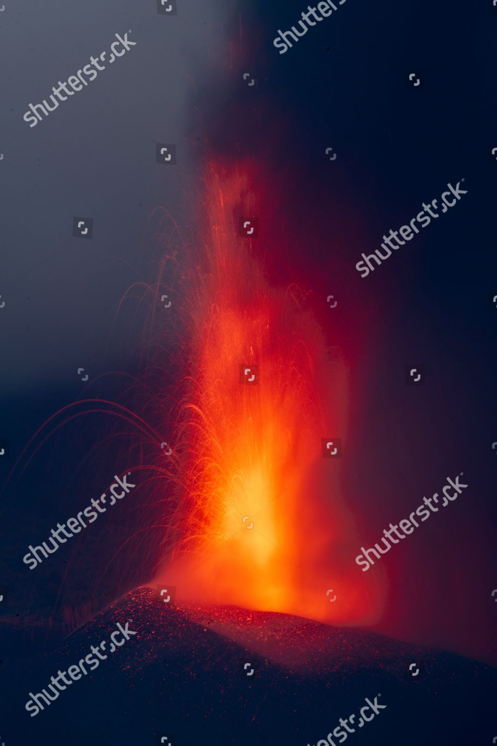 View Smoke Lava Spilling Volcanic Eruption Editorial Stock Photo ...