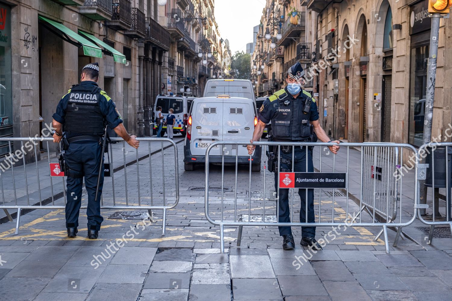 Two Police Officers Seen Putting Fences Editorial Stock Photo - Stock ...