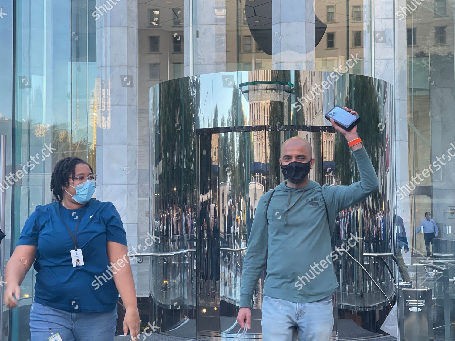 First Customer Exits Apple Store On Editorial Stock Photo - Stock Image ...