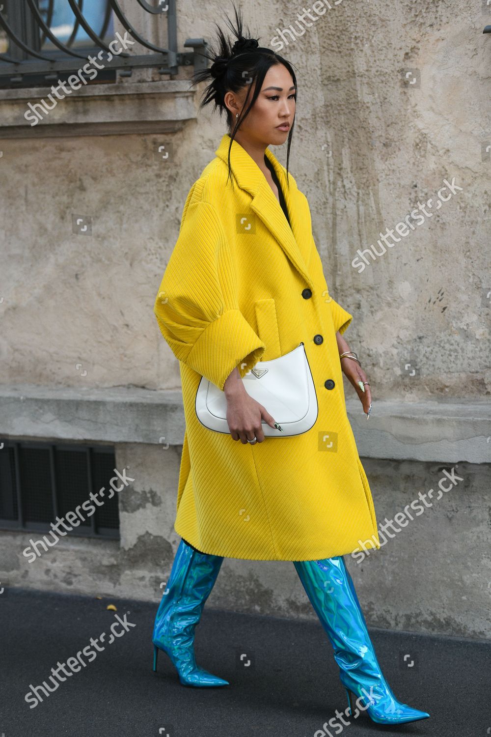 Jaime Xie Street Style Prada Fashion Editorial Stock Photo - Stock ...