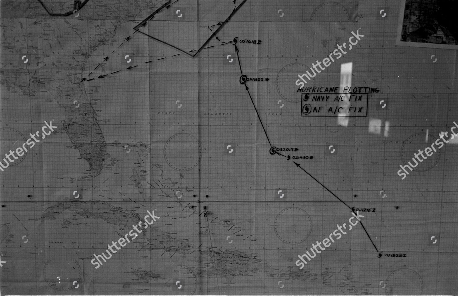 Closeup Graph Showing Hurricane Plotting 1952 Editorial Stock Photo ...