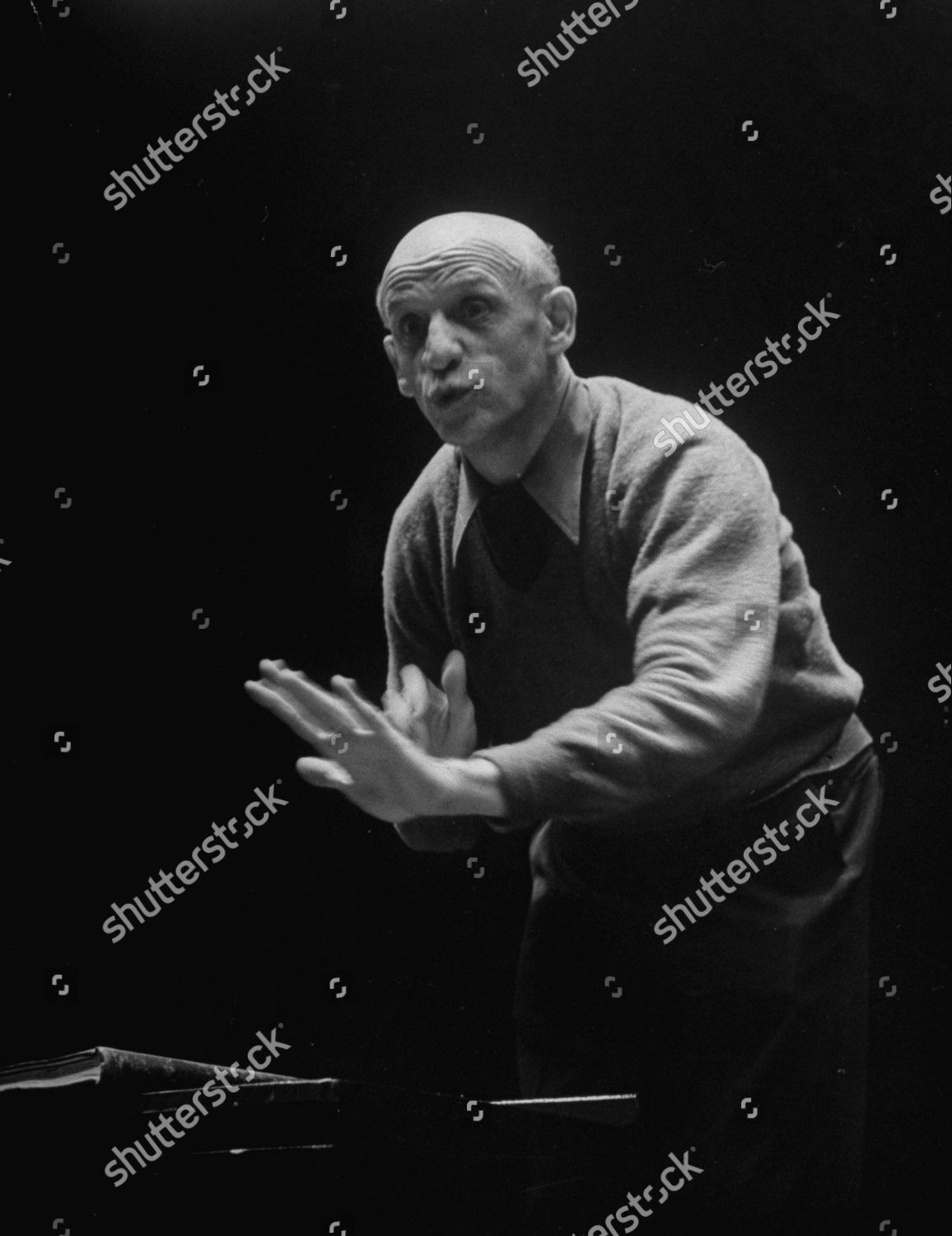Conductor Dimitri Mitropoulos Rehearsing Minneapolis Symphony Editorial ...