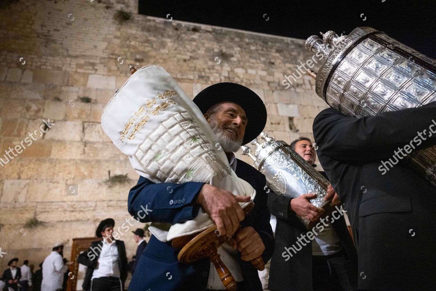 Jewish Men Carry Torah Scrolls During Editorial Stock Photo - Stock ...