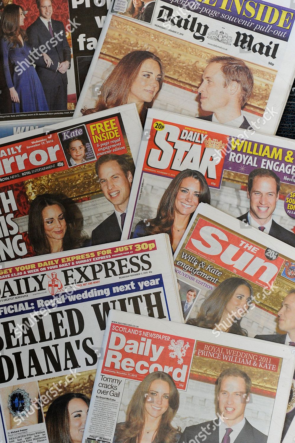 Prince William Kate Middleton Engagement Newspaper Editorial Stock ...