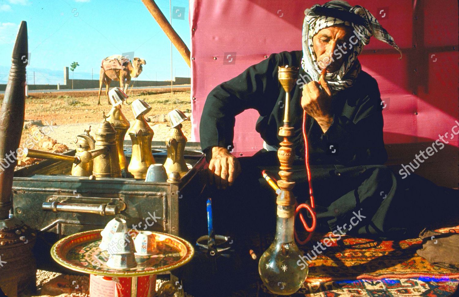 Arab Shepherd Smoking His Hookah Water Editorial Stock Photo - Stock ...